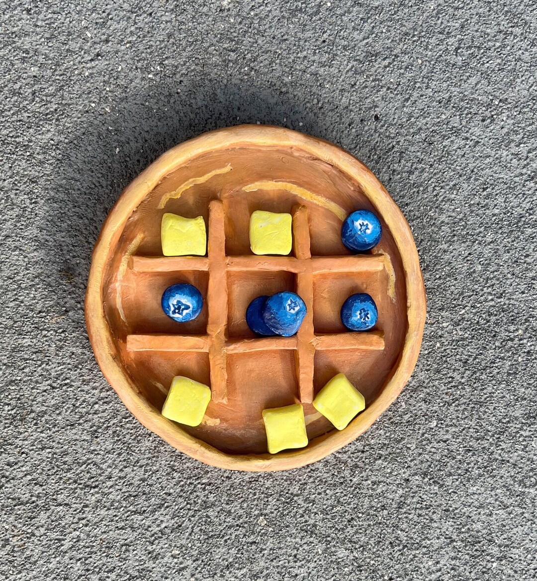 Waffle Tic Tac Toe Board Polymer Clay Centerpiece Food Board Game
