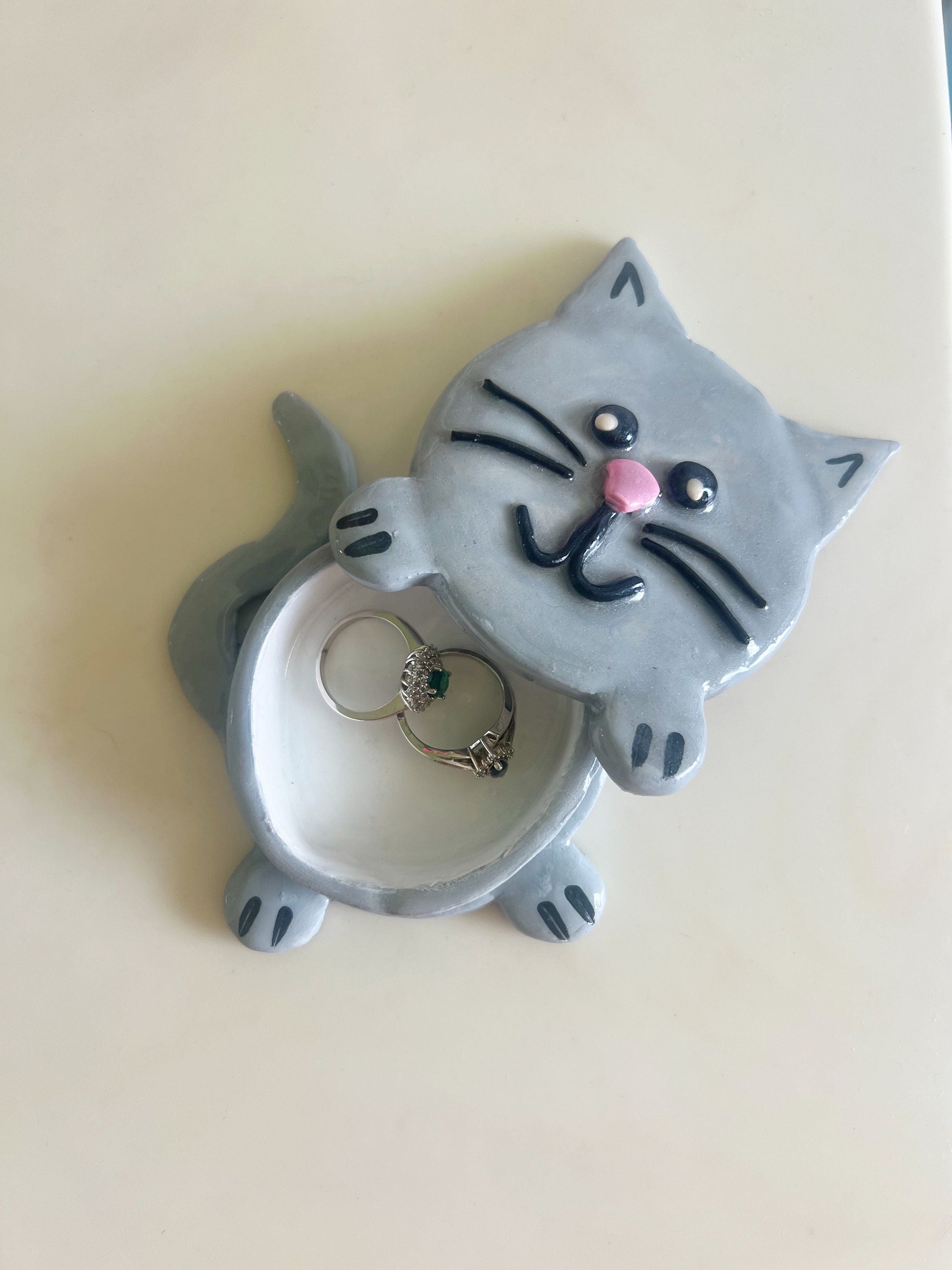 Cat Trinket Box, Animal Jewelry Box, Crazy Cat Lady, Handmade Clay ...
