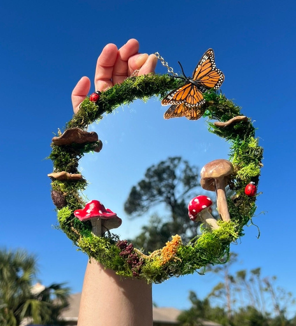 Magical Fairy Moss Mushroom Mirror, Fairy Garden Mirror, Beauty Mirror ...