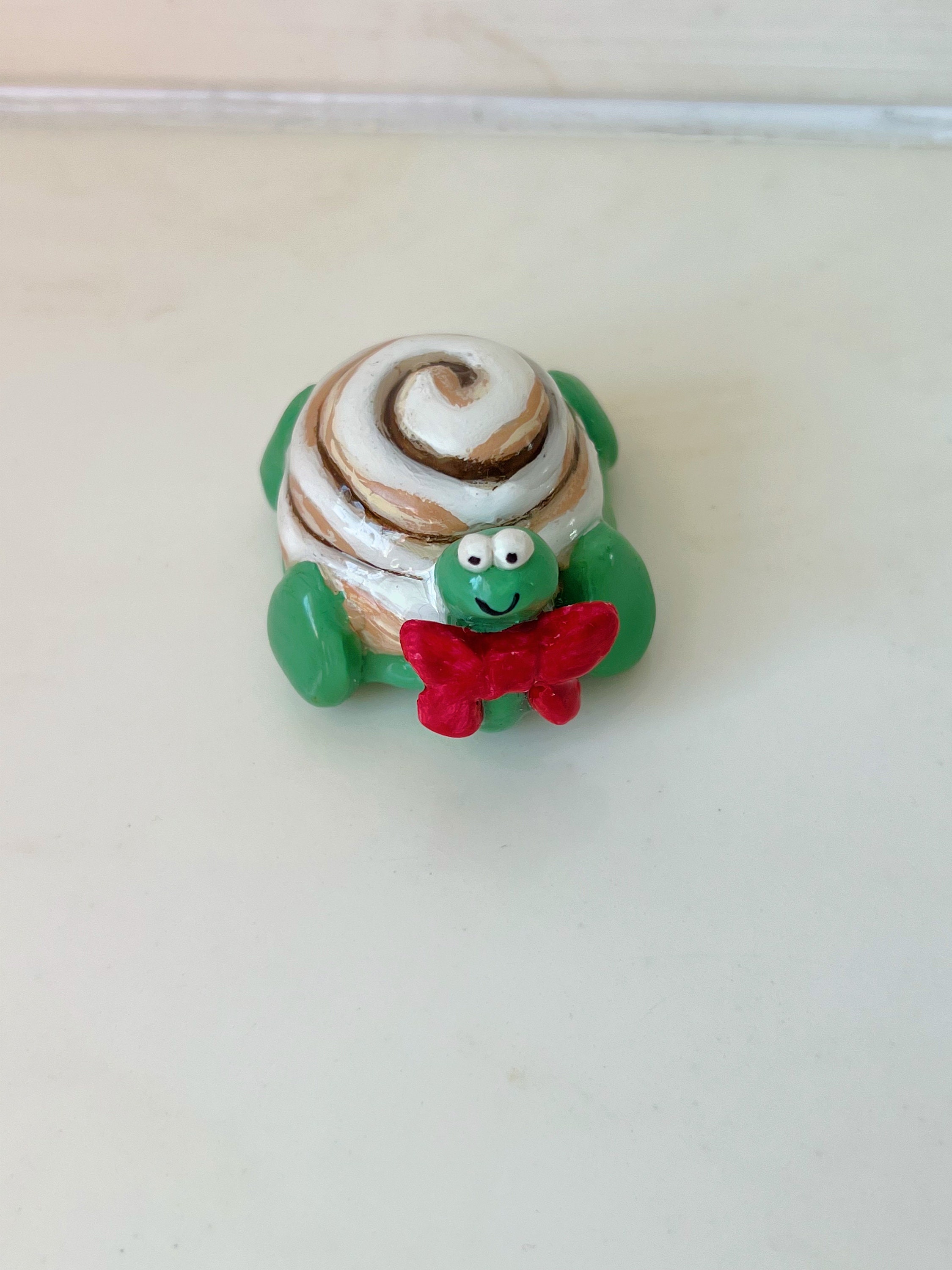 Cinnamon Roll Dessert Turtle Figurine Clay, Handmade Cinnamon Bun ...