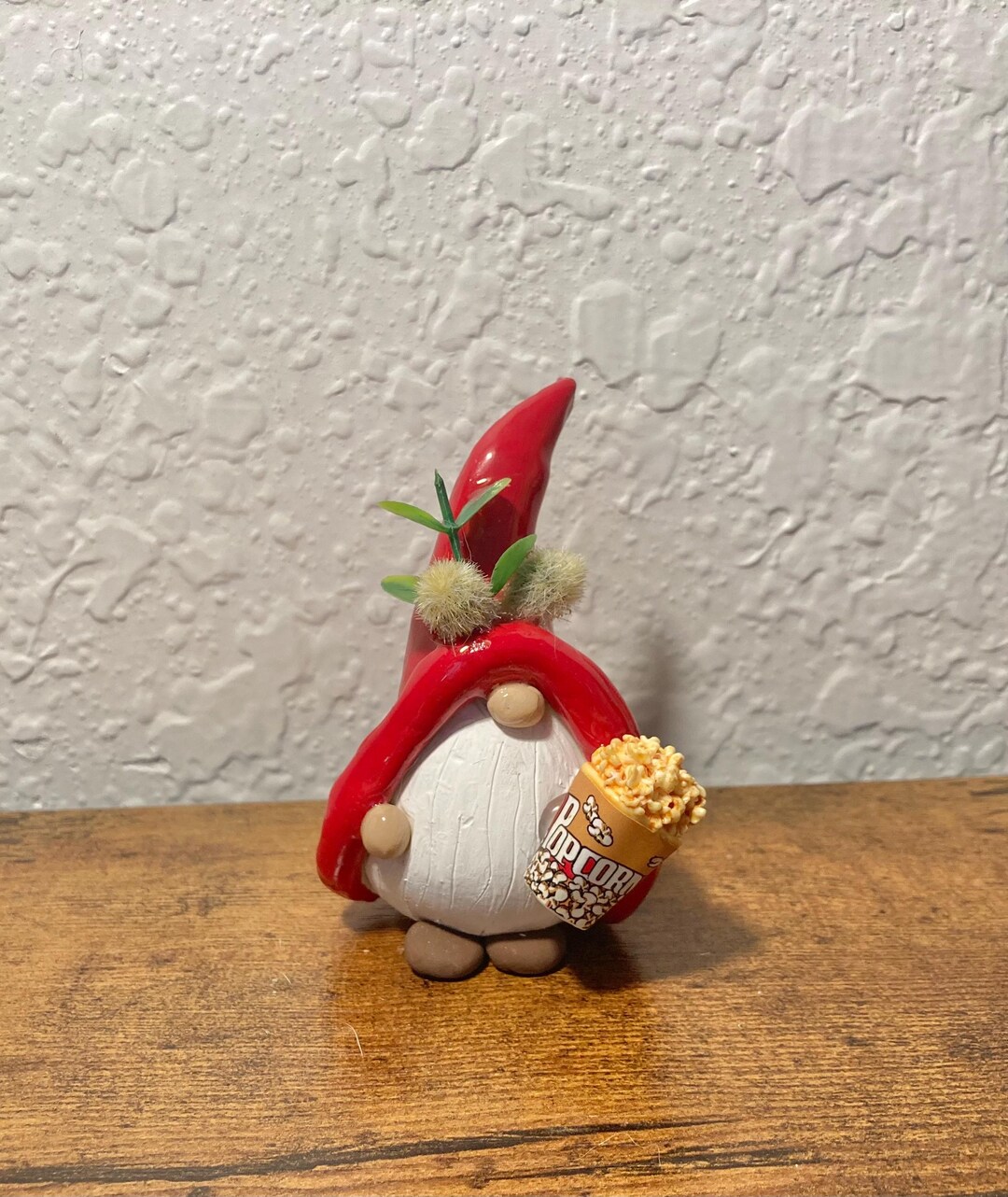 Popcorn Gnome Figurine, Miniature Fairy Garden Gnome, Gnome With ...