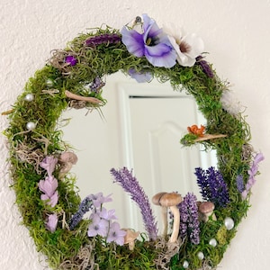 Large Hanging Fairy Moss Mushroom Mirror, Fairy Garden Mirror, Beauty ...