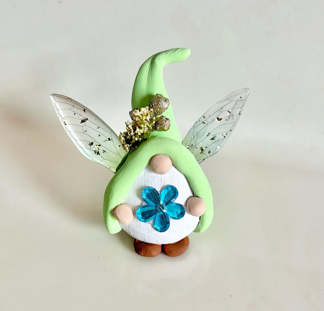 Fairy Gnome Figurine, Miniature Fairy Garden Gnome, Polymer Clay Gnome ...