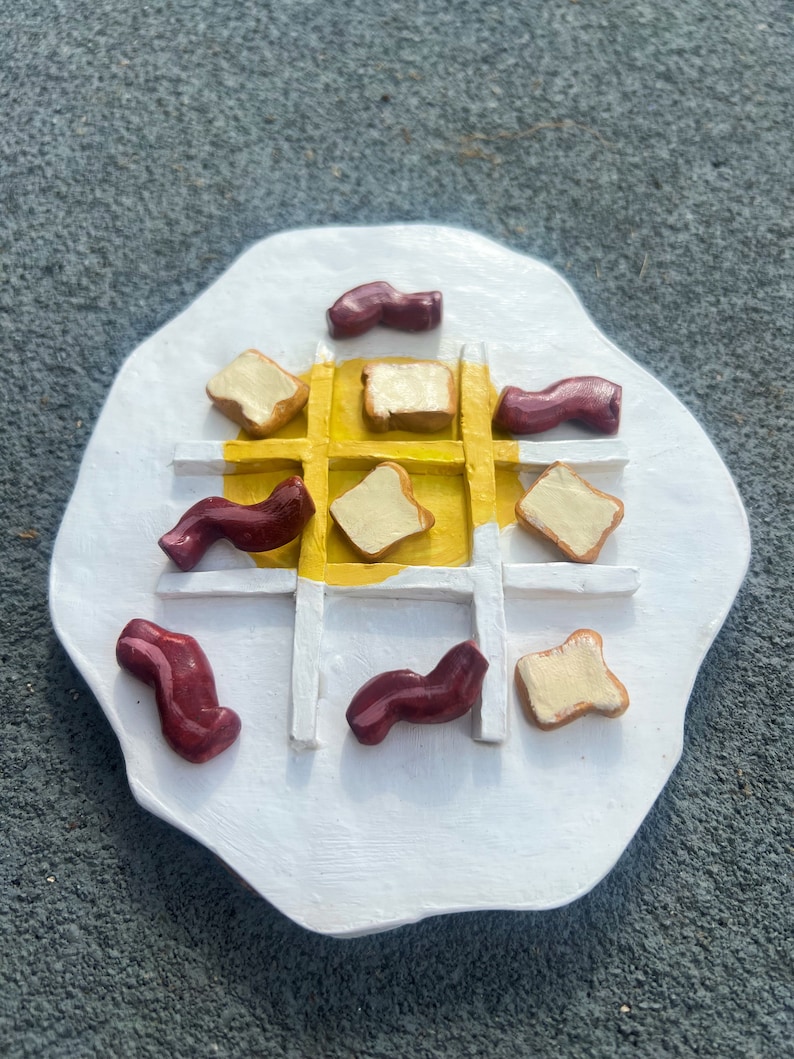 Eggs and Bacon, Breakfast Food, Waffle Tic Tac Toe Board, Polymer Clay ...