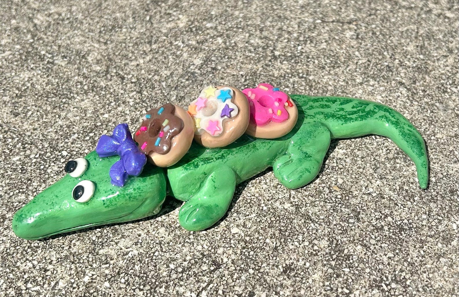 Sculpted Alligator Figurine, Clay Desk Buddy, Donut Alligator Clay ...