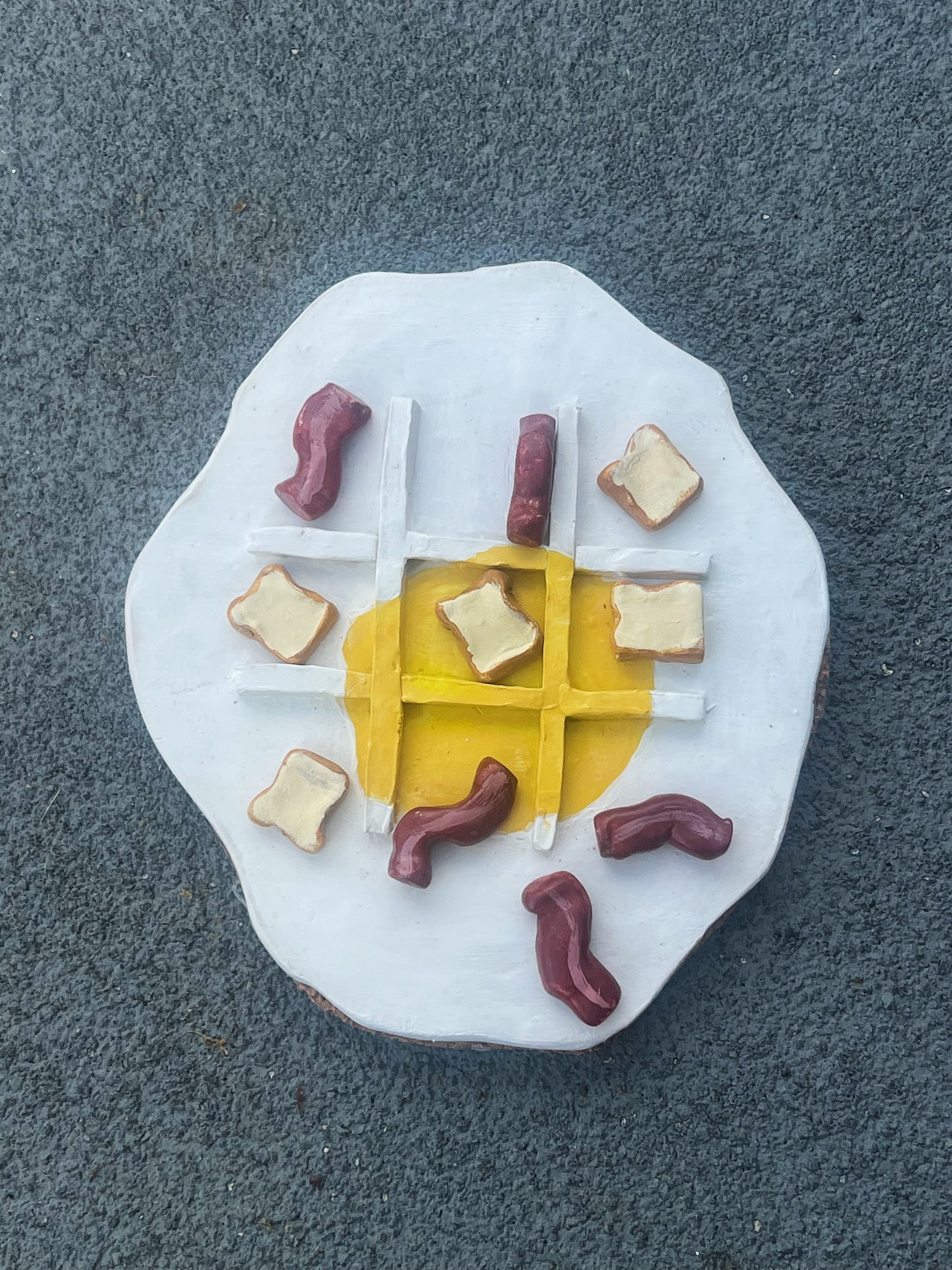 Eggs and Bacon, Breakfast Food, Waffle Tic Tac Toe Board, Polymer Clay ...
