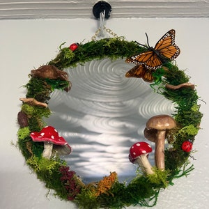 Magical Fairy Moss Mushroom Mirror, Fairy Garden Mirror, Beauty Mirror ...