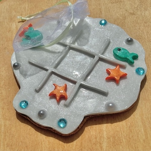 Sea Shell Tic Tac Toe Board, Ocean Decor, Starfish Game, Board Game ...