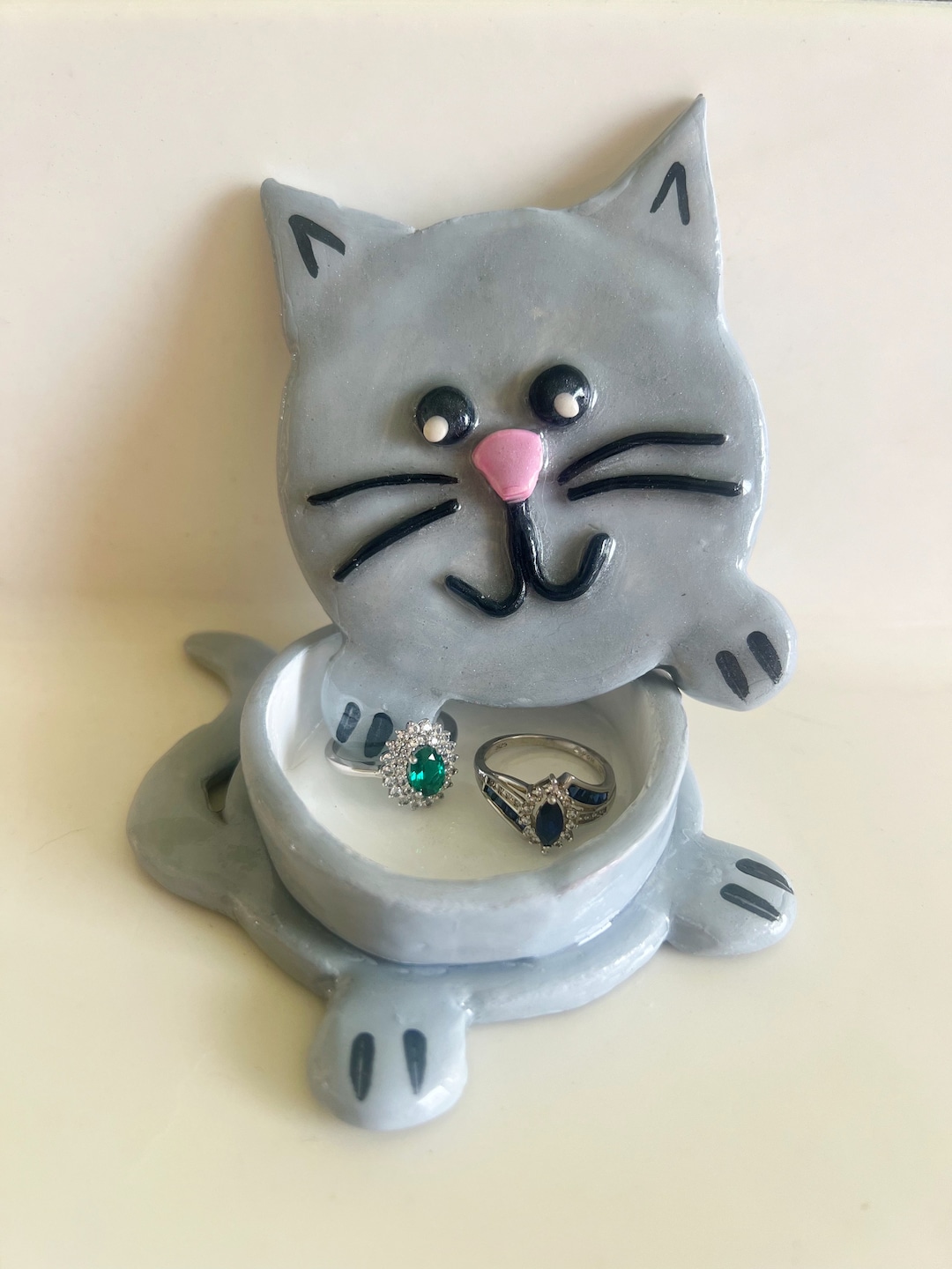Cat Trinket Box, Animal Jewelry Box, Crazy Cat Lady, Handmade Clay ...