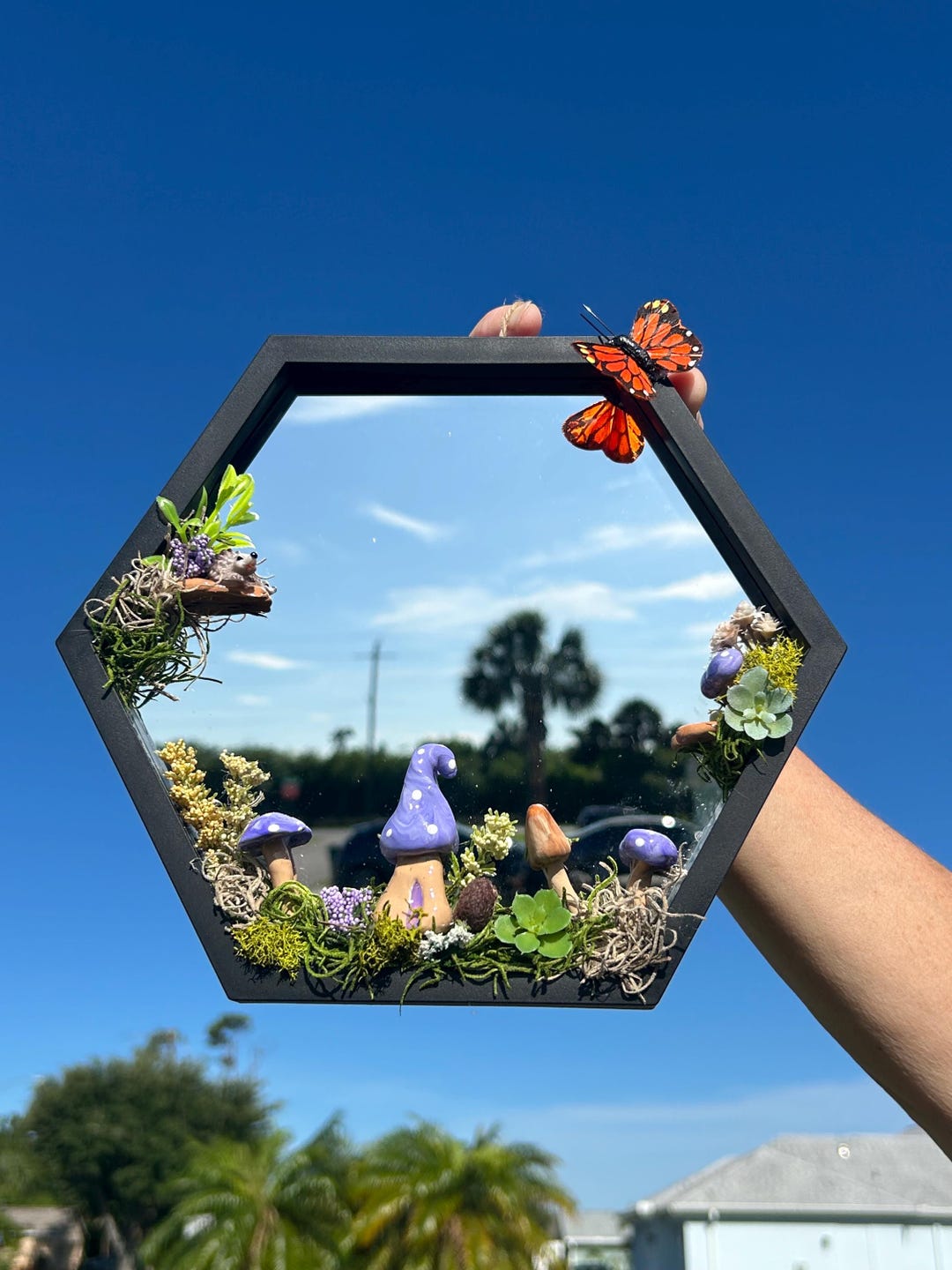 Magical Fairy Moss Mushroom Mirror, Fairy Garden Mirror, Beauty Mirror ...