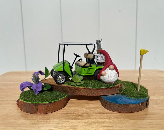 Handmade Clay Golf Gnome, Garden Gnome Statue, Fairy Garden Accessories ...