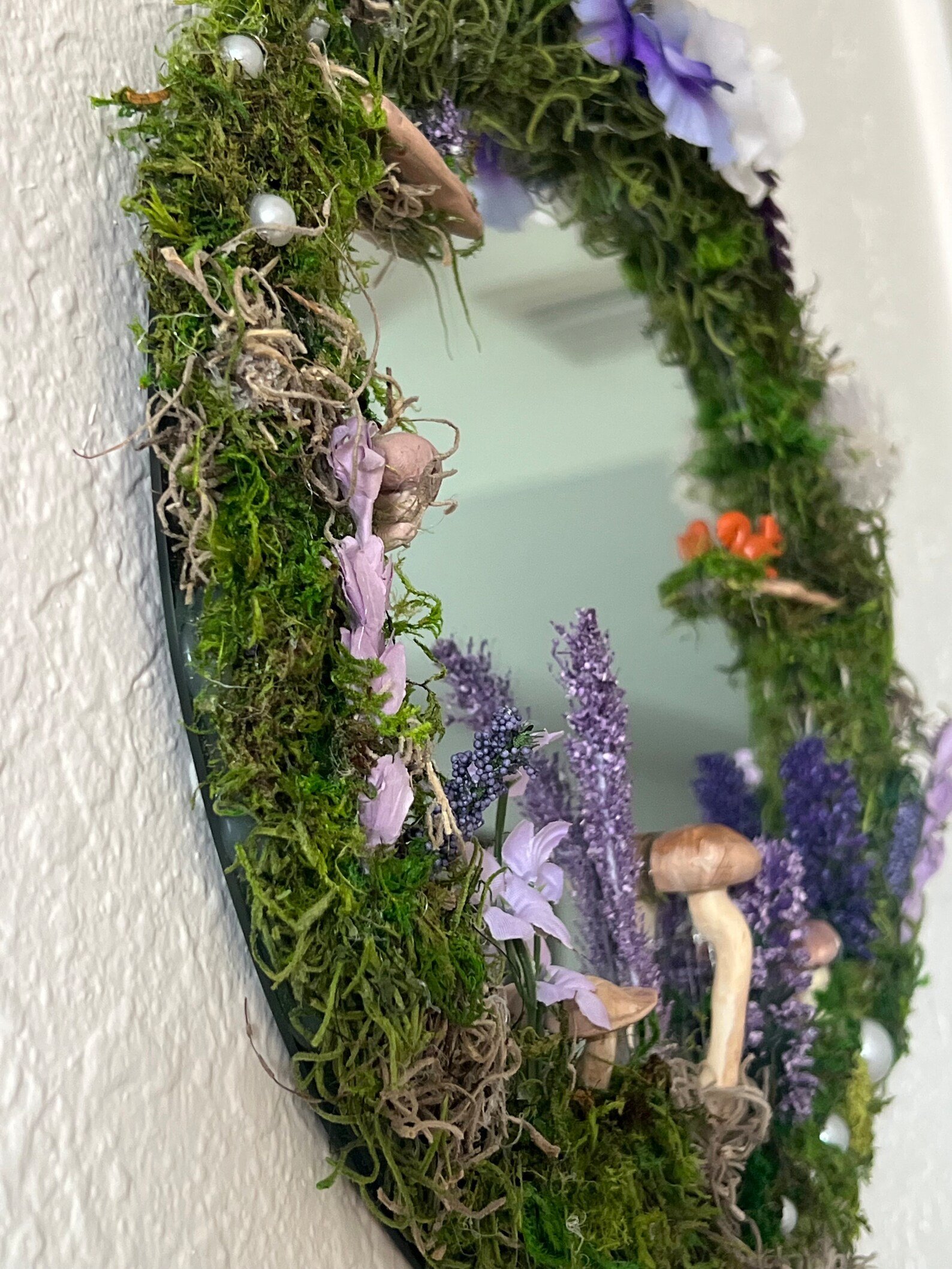 Large Hanging Fairy Moss Mushroom Mirror, Fairy Garden Mirror, Beauty ...