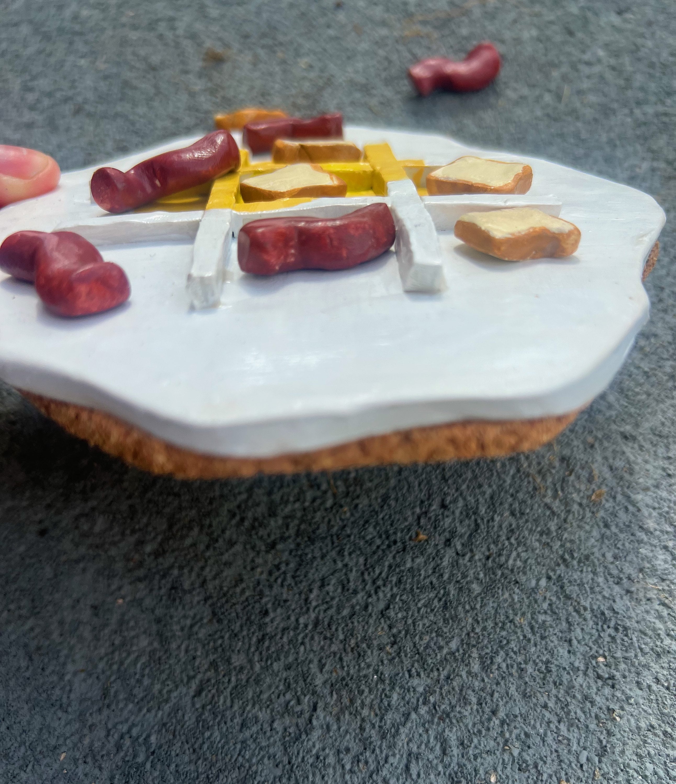 Eggs and Bacon, Breakfast Food, Waffle Tic Tac Toe Board, Polymer Clay ...