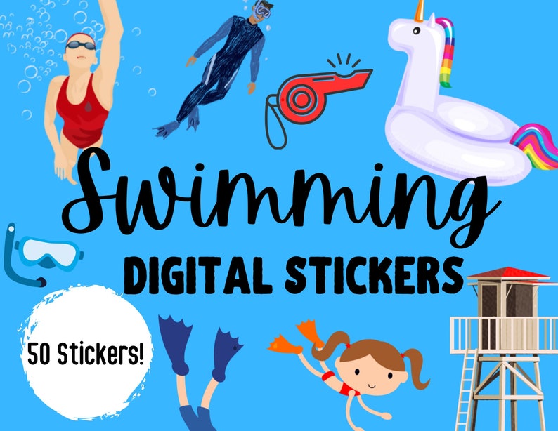 Swimming Digital Stickers Swimmer Stickers Life Guard - Etsy