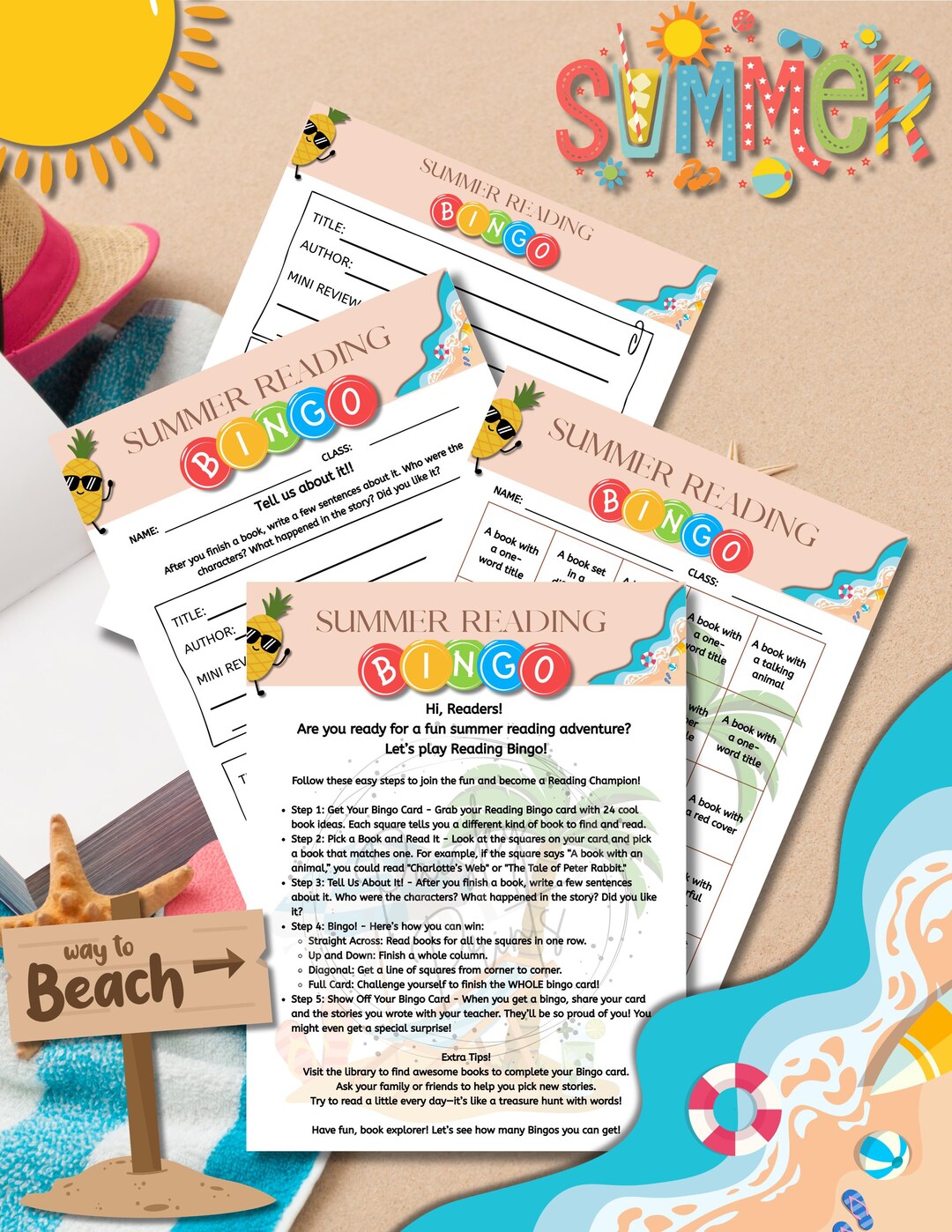 Summer Reading Bingo Printable: Child Friendly Layout W/ Title, Author ...