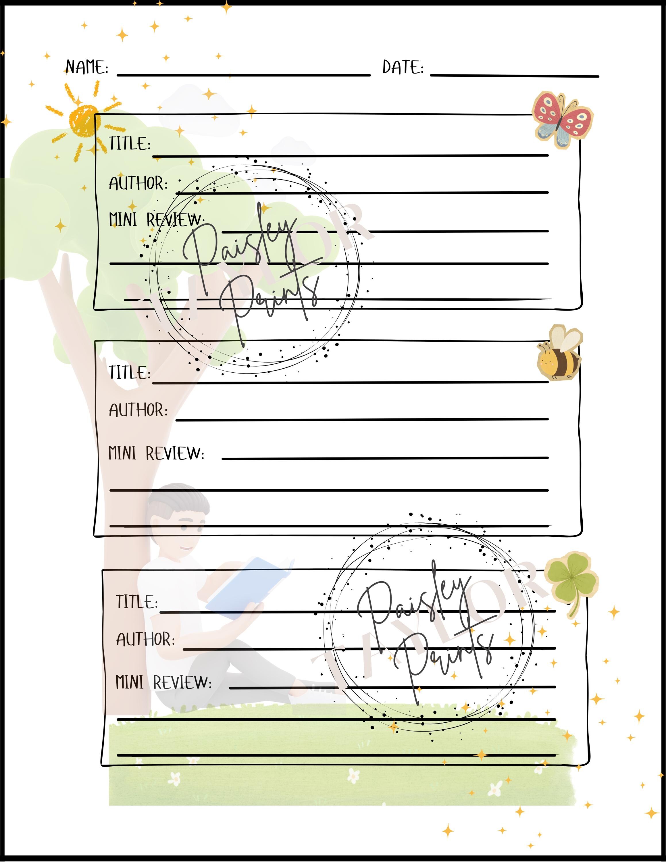 Reading Log Printable: Child Friendly Layout W/ Title, Author, and ...