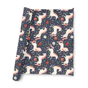 Girls Christmas Wrapping Paper: Christmas Unicorn gift Wrap, Birthday ...