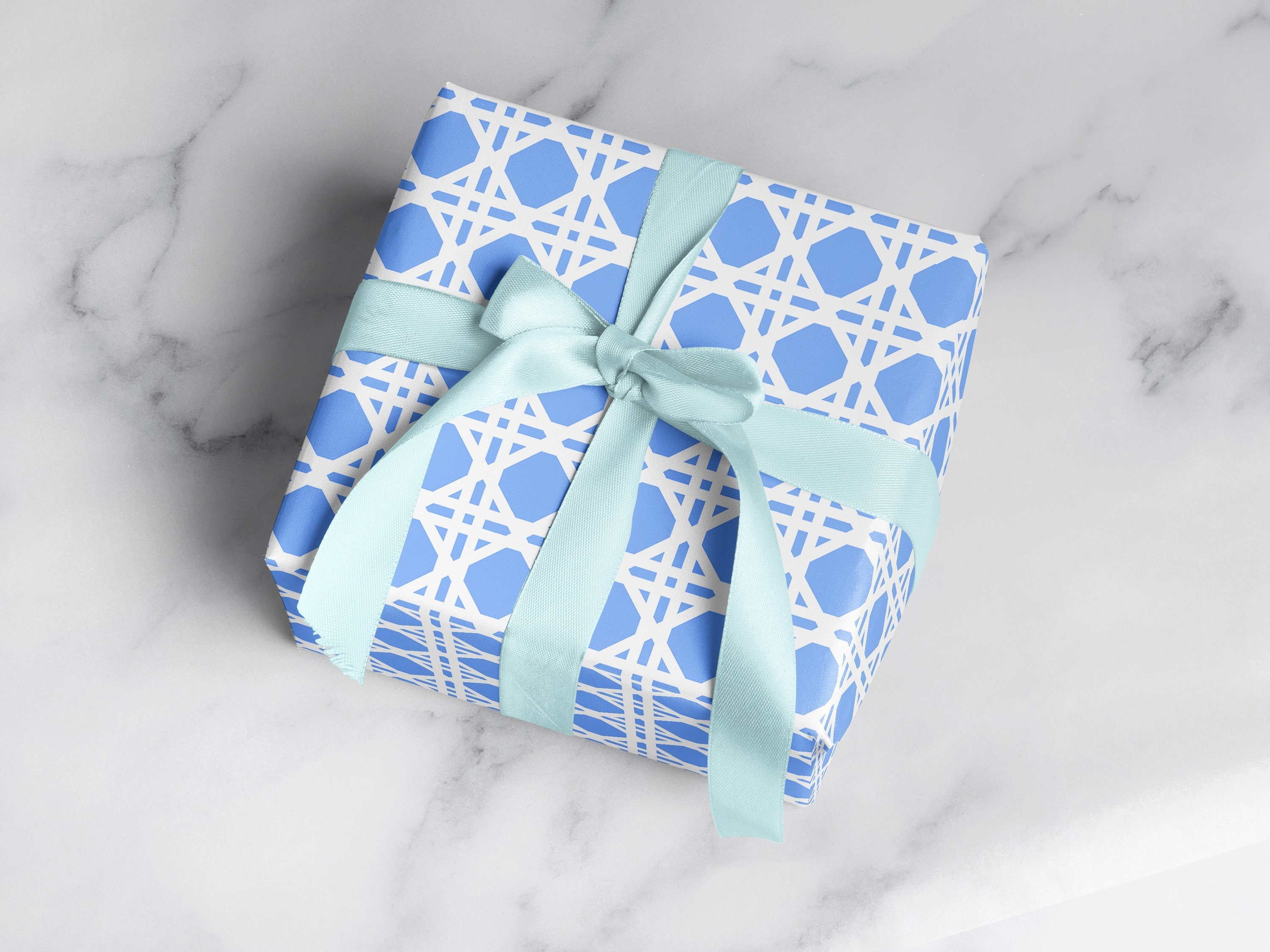 Preppy Wrapping Paper: Blue Cane gift Wrap, Birthday, Holiday ...