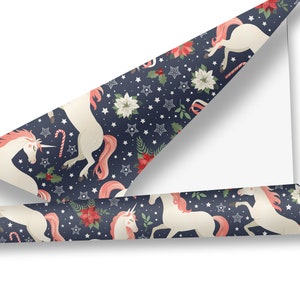 Girls Christmas Wrapping Paper: Christmas Unicorn gift Wrap, Birthday ...