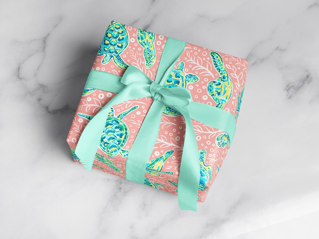 Preppy Wrapping Paper: Sea Turtle Tides gift Wrap, Birthday, Holiday ...