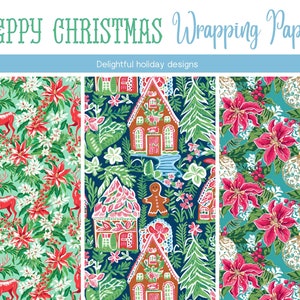 Preppy Christmas Wrapping Paper: Snowy Small Town gift Wrap, Birthday ...