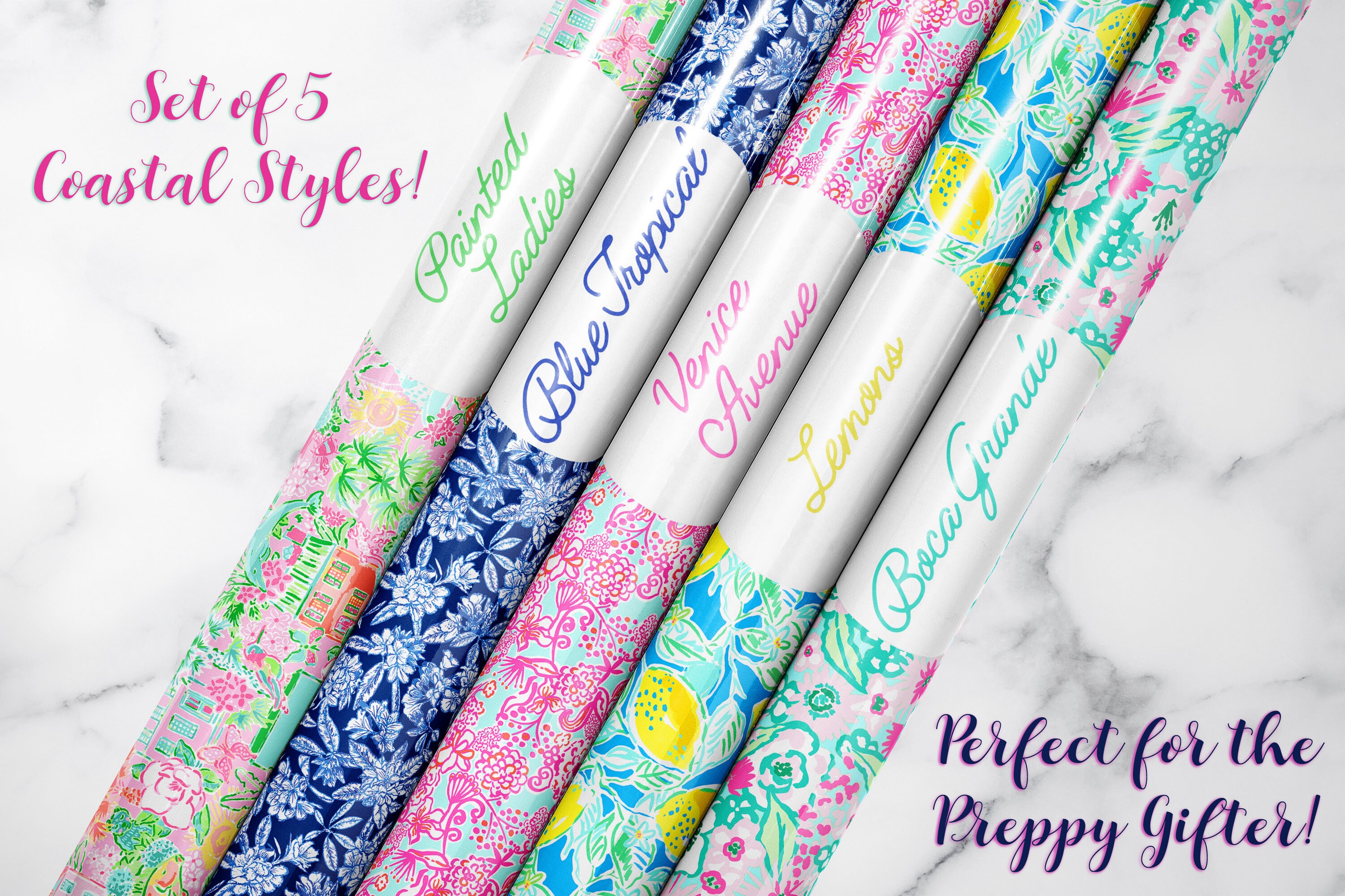 Preppy Wrapping Paper SET: Preppy SET 5 Sheets of Each 25 - Etsy