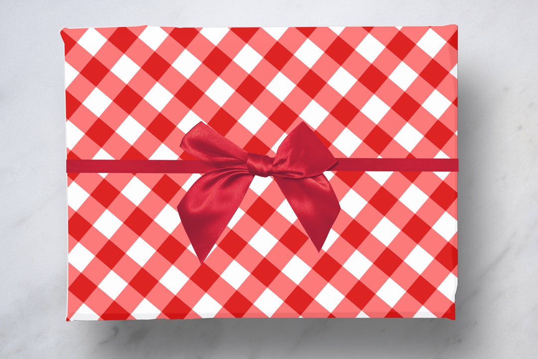 Valentine's Day Wrapping Paper: Ruby Red Gingham gift - Etsy