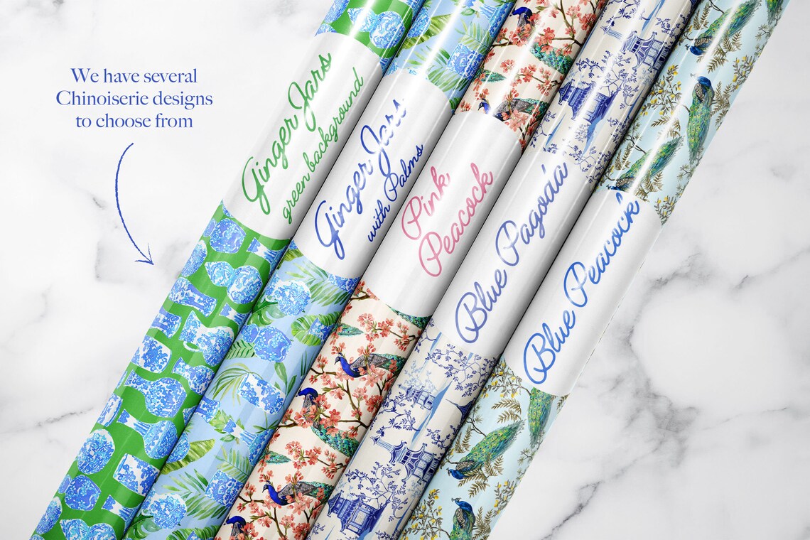 Chinoiserie Wrapping Paper SET: 5 Sheets of Each 25 Sheets | Etsy