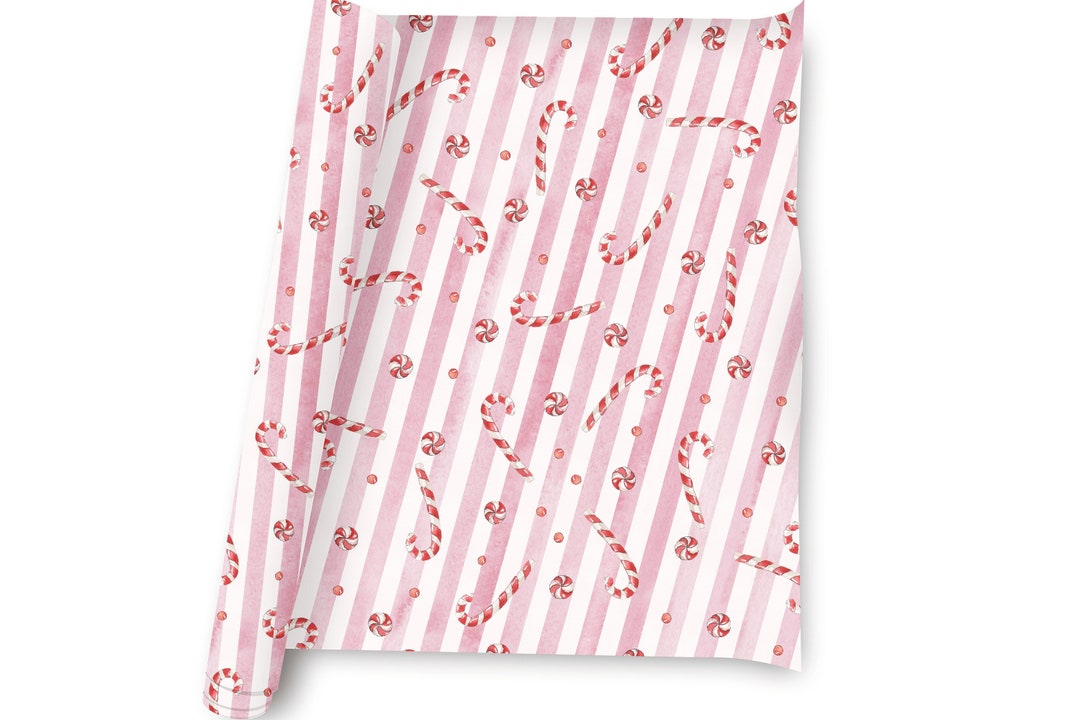 Girls Christmas Wrapping Paper: Pink Candy Cane gift Wrap, Birthday ...