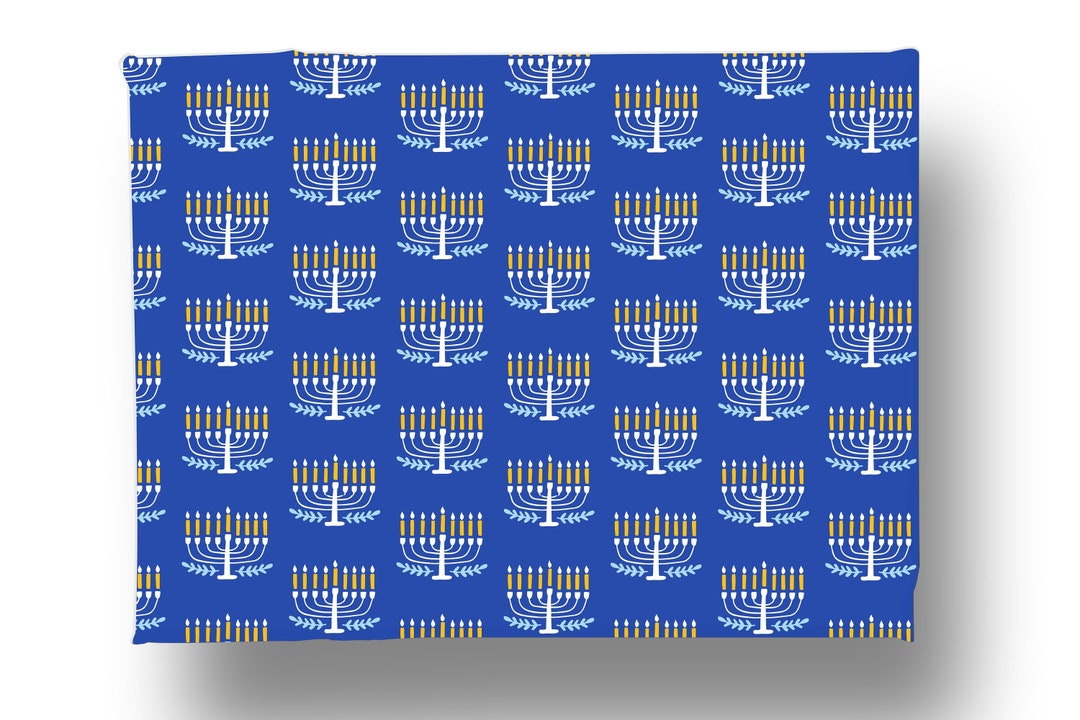 Hanukkah Wrapping Paper: Menorah Design gift Wrap, Birthday, Holiday ...