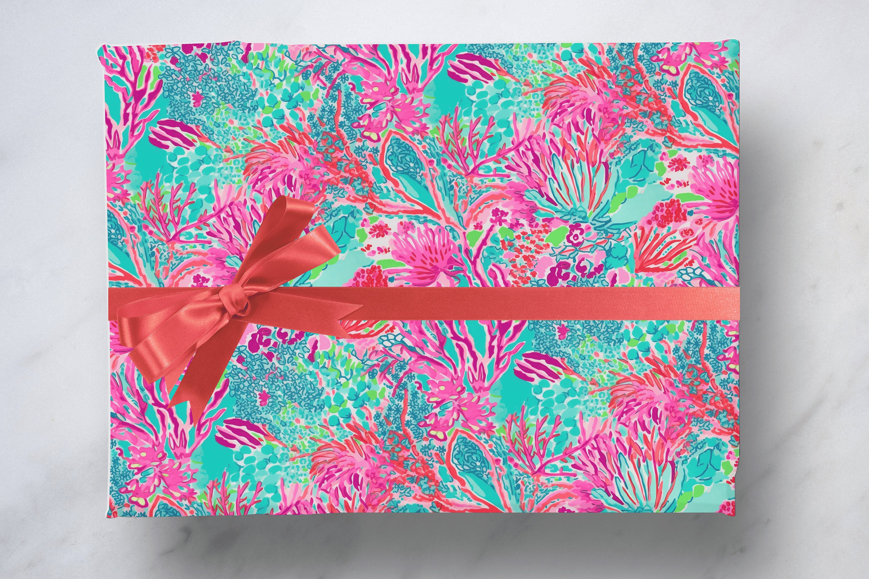 Preppy Wrapping Paper: Coral Reef gift Wrap, Birthday, Holiday ...