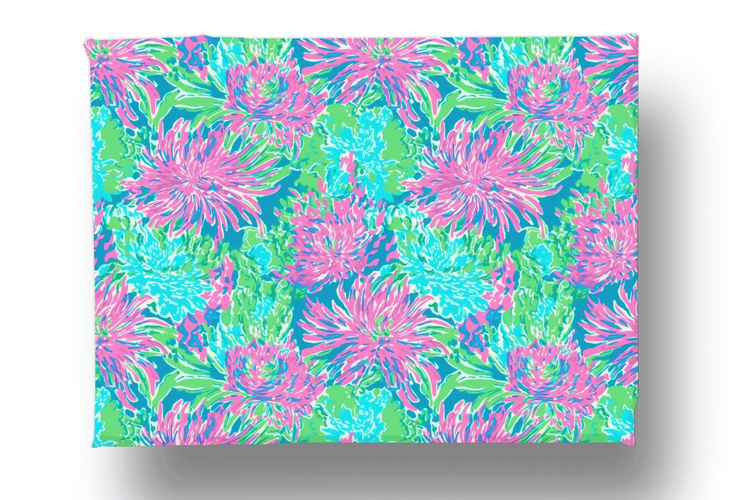 Preppy Wrapping Paper: Riviera Blooms gift Wrap, Birthday, Holiday ...