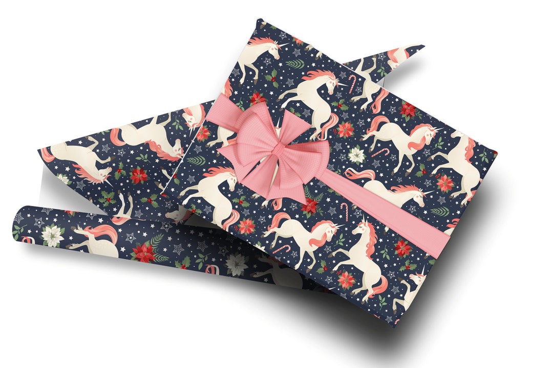 Girls Christmas Wrapping Paper: Christmas Unicorn gift Wrap, Birthday ...