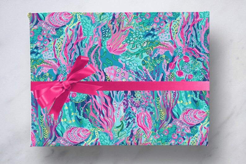 Preppy Wrapping Paper: Sea Life Soirée gift Wrap Birthday - Etsy