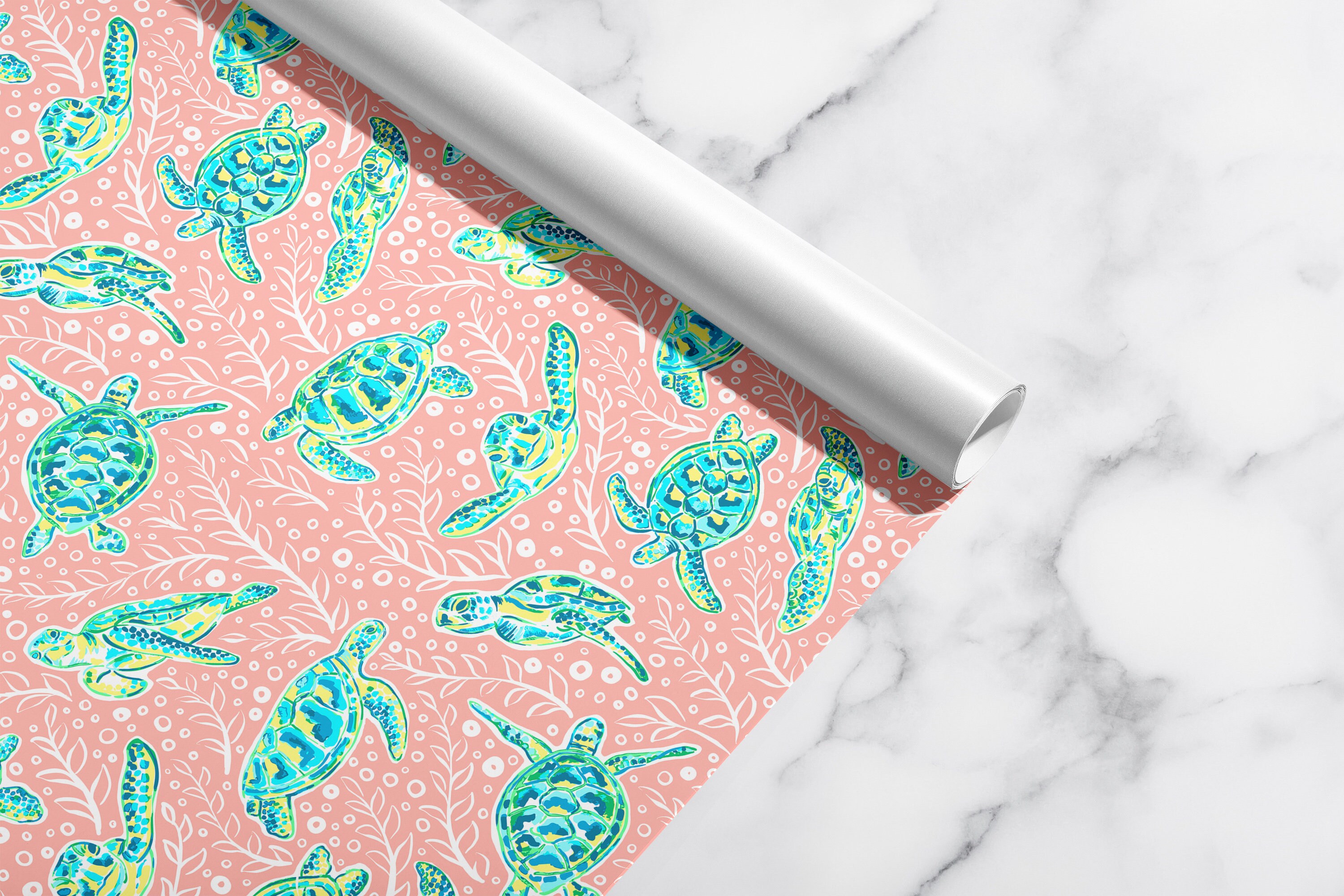 Preppy Wrapping Paper: Sea Turtle Tides gift Wrap, Birthday, Holiday ...