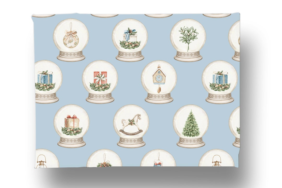 Christmas Wrapping Paper: Snow Globes in Blue gift Wrap, Birthday ...
