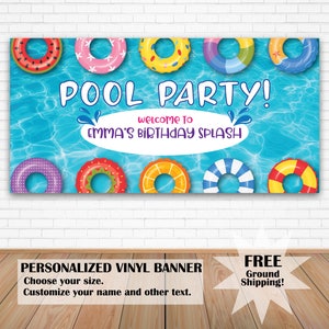 Pool Party Banner Custom Outdoor Decoration for Summer Birthday ...