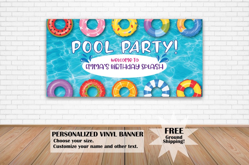 Pool Party Banner Custom Outdoor Decoration for Summer Birthday ...