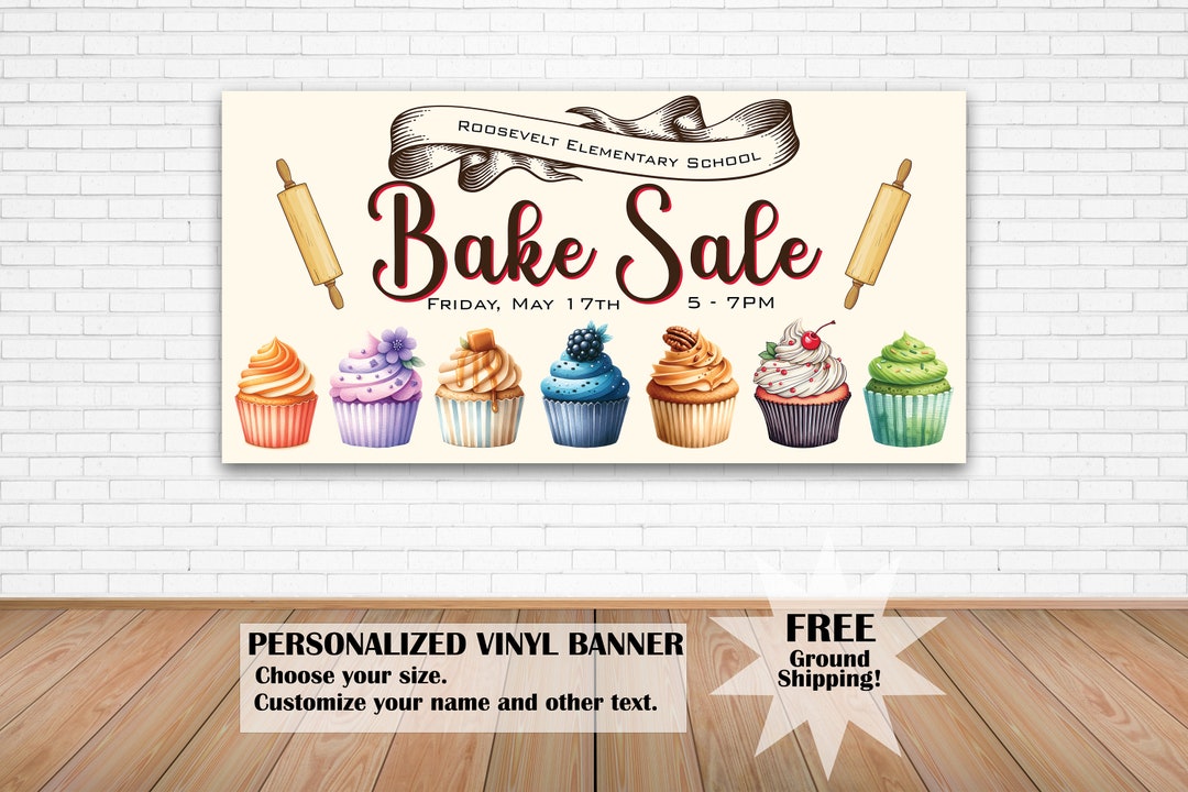 Bake Sale Banner for School Fundraiser Invitation for Church Bake Sale ...