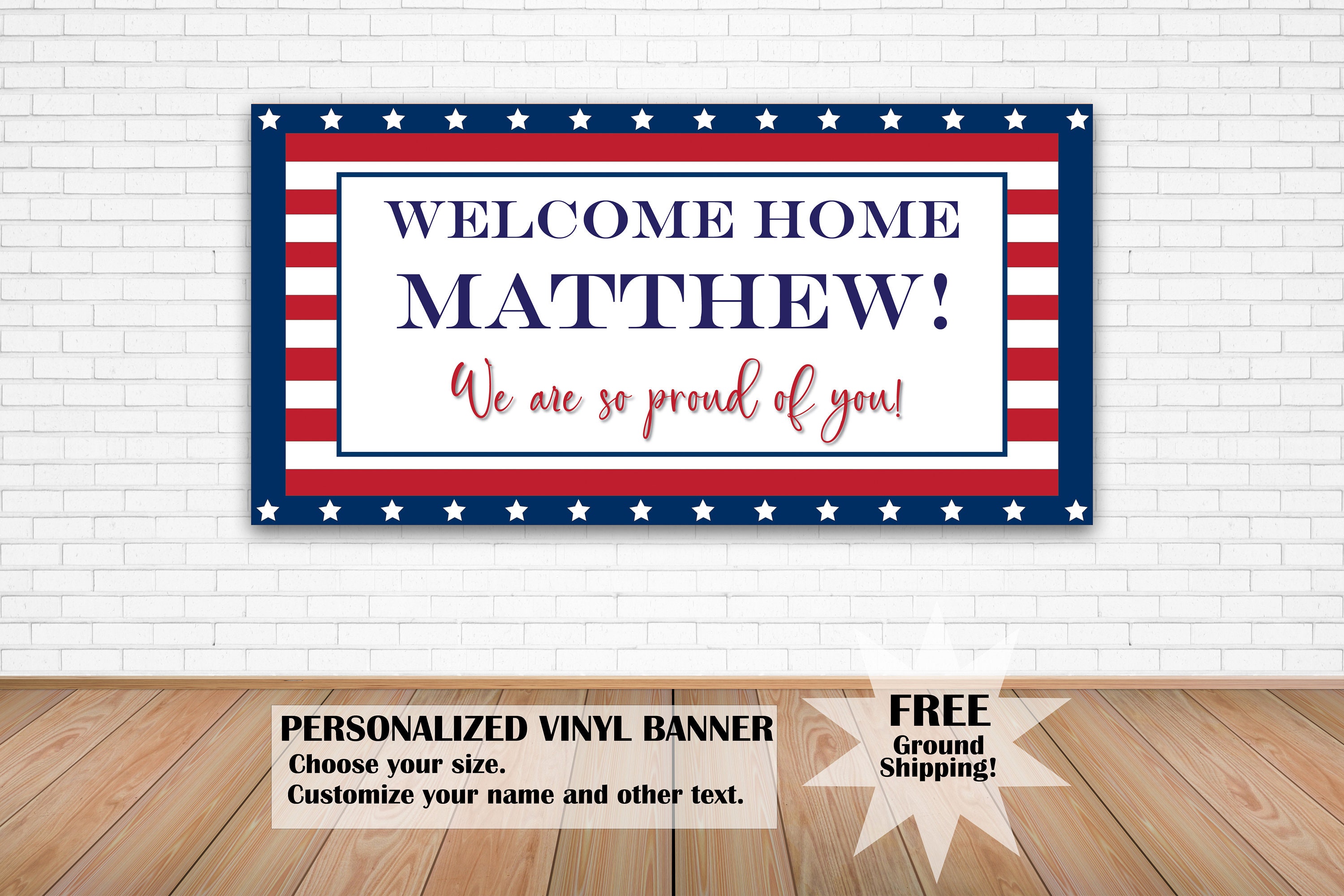 Welcome Home Military Banner Personalized, Patriotic Yard Sign With ...
