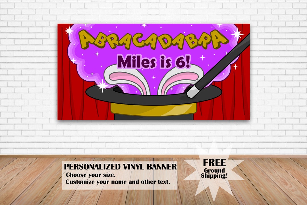 Custom Magic Show Birthday Banner Personalized for Kids Magician Party ...