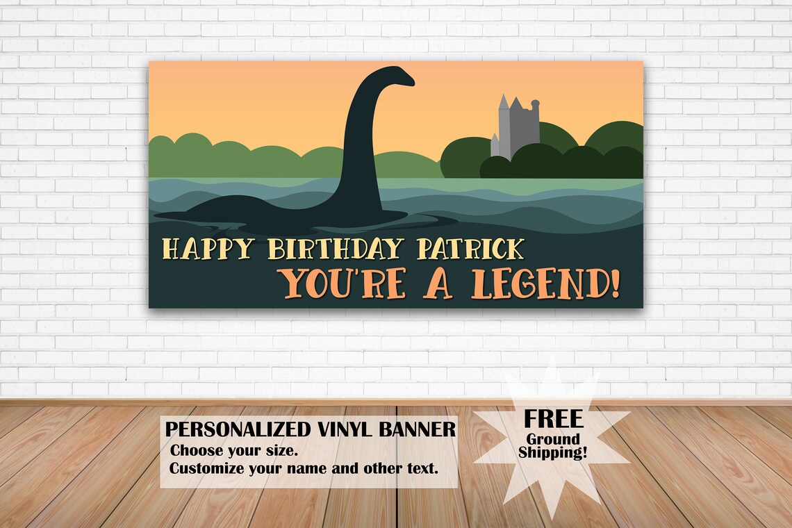 Custom Birthday Banner Loch Ness Monster Personalized Happy Birthday ...