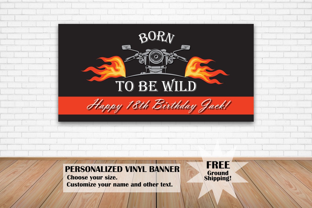 Birthday Party Banner Custom for Biker Birthday Yard Sign Personalized ...