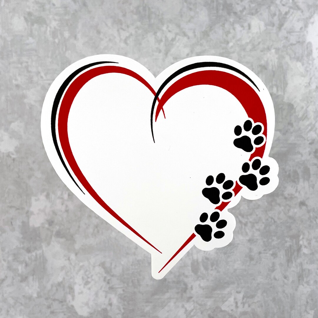 Love Dogs Sticker, Pawprint Heart Decal, I Love Dogs Bumper Sticker Car ...