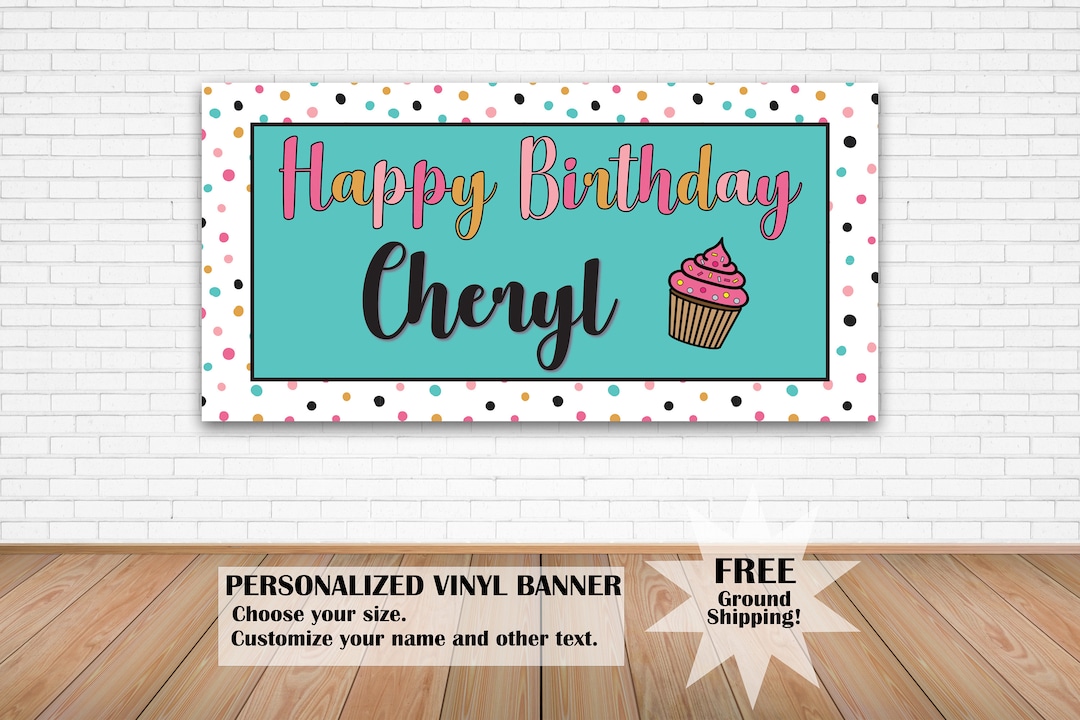 Personalized Cupcake Birthday Banner, Cute Party Decorations for Her ...
