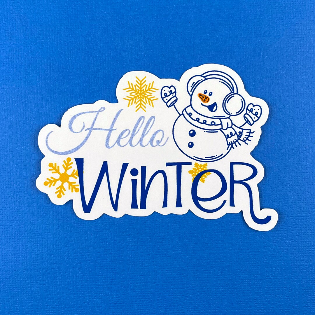 Hello Winter Sticker for Water Bottle, Snowman Decal for Laptop, Small ...