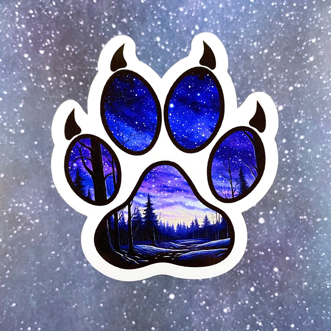 Wolf Paw Sticker, Wolf Scene Sticker for Laptop, Wolf Vinyl Decal for ...