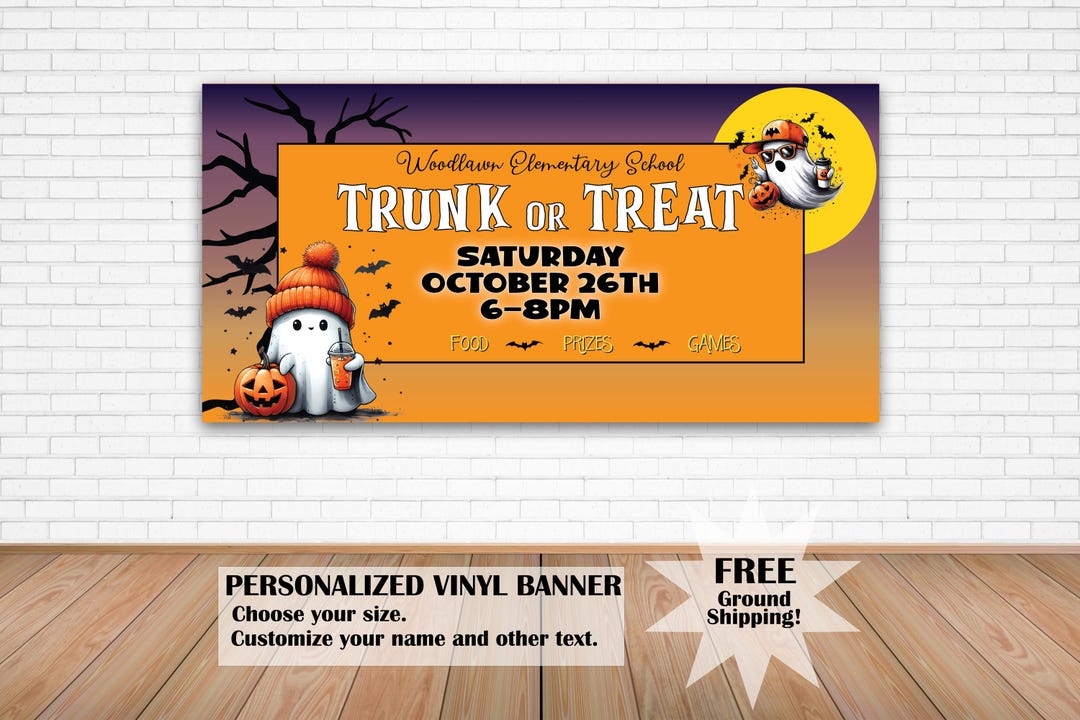 Trunk or Treat Banner, Custom Halloween Sign for Event, Spooky Season ...