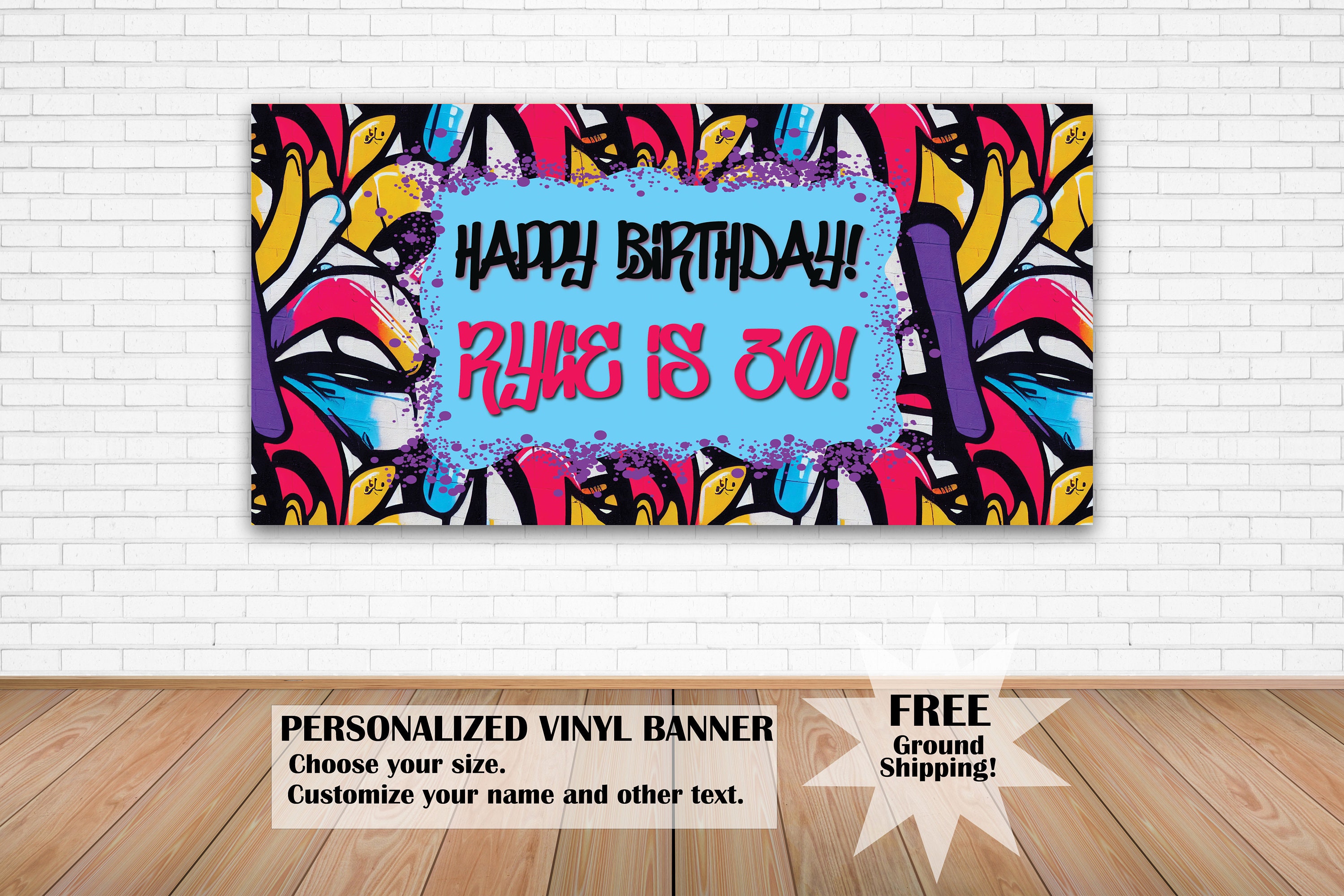 Personalized Graffiti Birthday Banner, Custom Street Art Party Decor ...