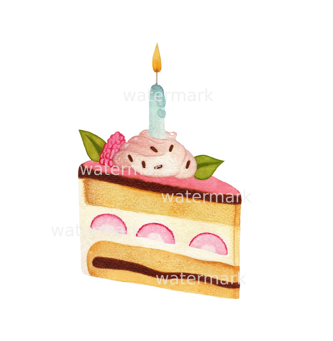 Birthday Cake Pie Watercolor Clipart PNG Commercial Digital Use - Etsy